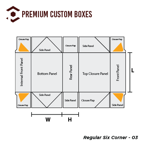 Custom Regular Six Corner Boxes | Premium Custom Boxes