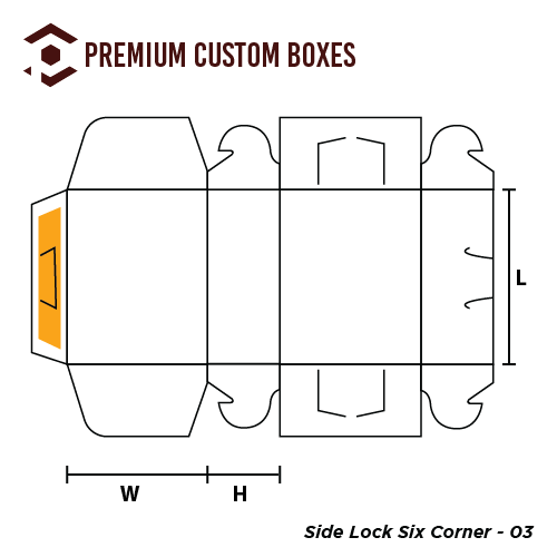 Custom Side Lock Six Corner | Premium Custom Boxes | PCB